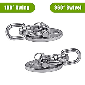 SELEWARE Ceiling Swing Mount Stainless Steel Swing Hangers Free Swivel Swing Hooks for Yoga Swing Indoor Outdoor Swing Set Porch Swing Chair Punching Heavy Bag 2000 lbs Capacity Each 2 Pack