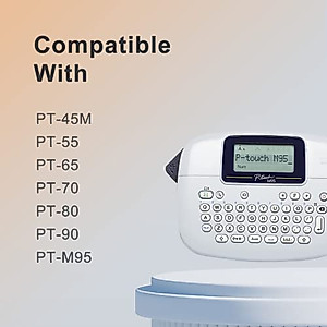 LEMERO Compatible with Brother M Tape M-K231 M231 MK231 M-K231s 12mm x 8 Meter White Label Tape - for Brother PT-65 PT-70 PT-80 PT-90 PT-45M 26.2 Feet Black on White (6 Pack)