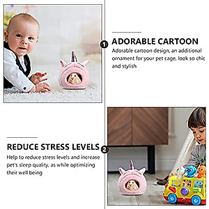 balacoo Hamster Cave Bed Hideout Nest Unicorn Shape Warm Plush House Cage Hut for Rat Hedgehog Chinchilla Guinea Pig