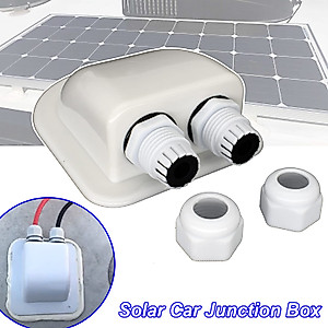 AUTOXBERT IP68 Weatherproof Solar Cable Entry Gland Solar Panel Wire Box RV Roof Top Junction Box Solar Double Cable Through Entry Housing for RV Marine Boat Caravan Campervan Travel Camper Van