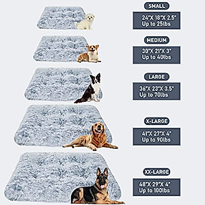 WAYIMPRESS Large Dog Crate Bed Crate Pad Mat for Medium Small Dogs&Cats,Fulffy Faux Fur Kennel Pad Comfy Self Warming Non-Slip Dog Beds for Sleeping and Anti Anxiety (36x23x3.5 Inch, Grey)