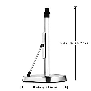 GOODBUY Paper Towel Holder, One- Handed Operation Paper Towel Holder Stand, 304 Stainless Steel Paper Towel Holder, Tension Arm Paper Towel Holder Countertop for Kitchen, Bedroom, Bathroom & Outdoor