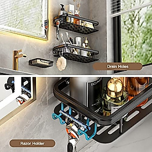 Voldra Shower Caddy Adhesive Shower Shelf With Soap Dish Bathroom Shower Organizer With 4 Hooks Shower Rack Rustproof Shower Storage For Inside Shower&Kitchen Storage-3Pack