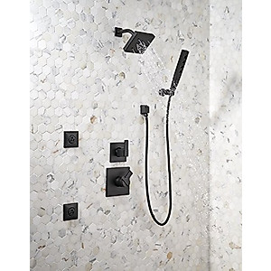 Delta Faucet 5-Spray Touch-Clean H2Okinetic Wall-Mount Hand Held Shower with Hose, Matte Black 55140-BL