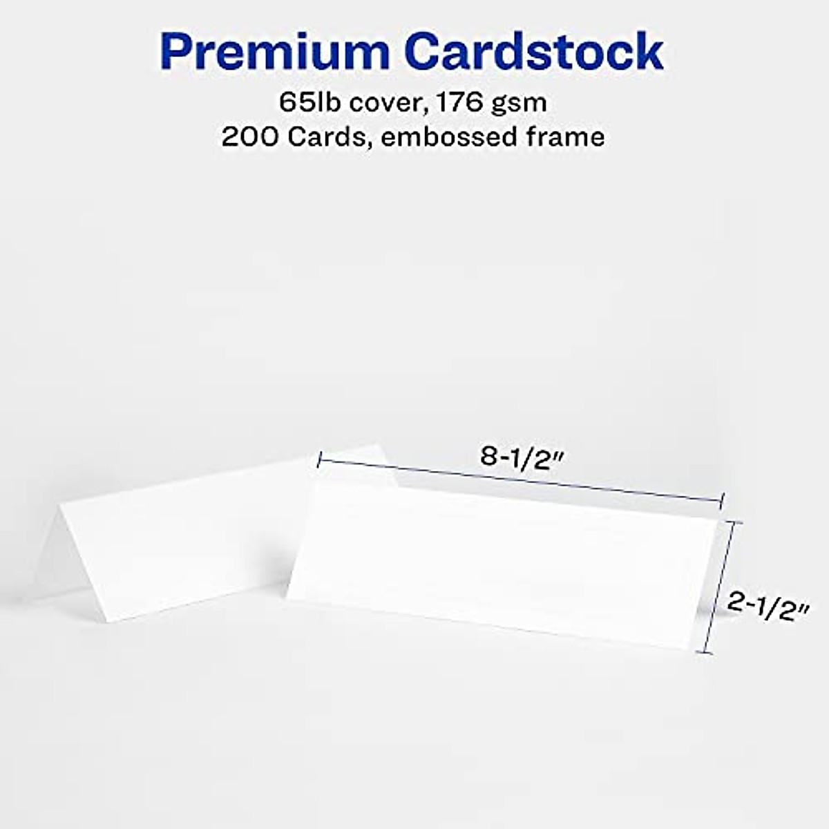 Avery 5305 Medium Embossed Tent Cards, White, 2-1/2 X 8-1/2, 100 Cards/Box