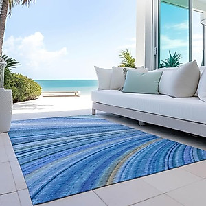 Addison Rugs Chantille ACN585 Blue 9' x 12' Indoor Outdoor Area Rug, Easy Clean, Machine Washable, Non Shedding, Bedroom, Living Room, Dining Room, Kitchen, Patio Rug