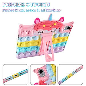 WESADN for iPad Mini 6 Case 2021 with Kickstand Silicone Fidget Bubble Case for Girls Women Kawaii Cute Rainbow Pop Protective Holder Tablet Cover for iPad Mini 6th Generation Case 8.3 inch