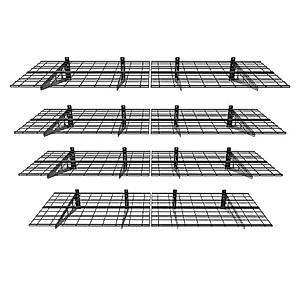 FLEXIMOUNTS 4-Pack 2x6ft 24-inch-by-72-inch Wall Shelf Garage Storage Rack Floating Shelves, Black