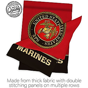 US MILITARY United State Burlap Garden Flag Set Wood Dowel Armed Forces Marine Corps USMC Semper Fi American Military Veteran Retire Official House Banner Small Yard Gift Double-Sided, Made in USA