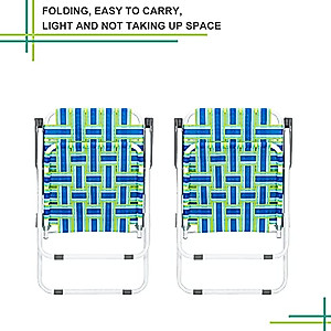 Kcelarec Set of 2 Patio Folding Lawn Chair, Outdoor Beach Chair Portable Camping Chair, Webbed Folding Chair for Yard, Garden,Blue
