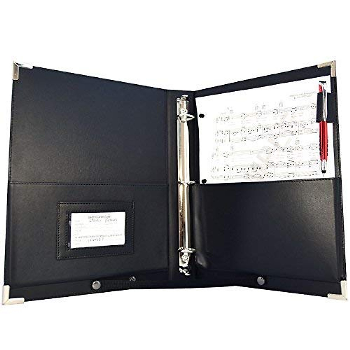 Orginal -MSP PU Leather Sheet Music Holder | 9.5" x 12" - Music Folder with Hand Strap for Musician- Improved Design (3 Ring Binder)