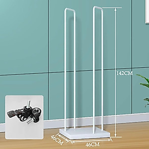 YJEUZCD Metal Pillow Display Rack, Portable Movable Quilt Display Stand, Shop Pillow Organizer Holder, Cushion Storage Rack (Color : White-B, Size : 46x46x142cm)