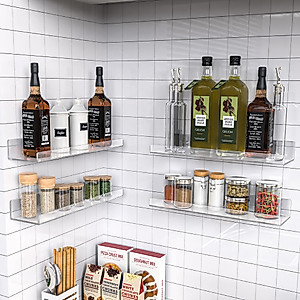 Hmdivor 4 Pack 15'' Clear Acrylic Shelves for Wall Mounted Display Ledge Storage Racks, Acrylic Floating Wall Shelves for Kids Book Shelves, Living Room, Bathroom, Bedroom, Kitchen