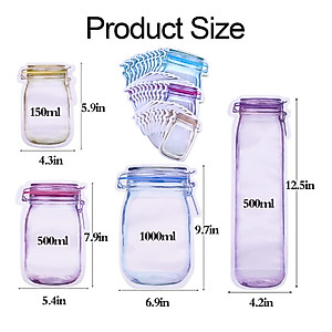 Reusable Mason Bottle Ziplock Bags - Chovys Mason Jar Bags, Mason Jar Bottle Bags, Mason Bottle Zip Lock Bags, Reusable Bags Silicone for Kitchen Camping Travel Office (20PCS)