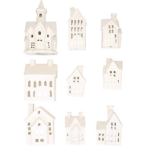 Mark Feldstein & Associates Winter Village LED Tea Light 31 Piece Porcelain Tabletop Christmas Figurine Boxed Set