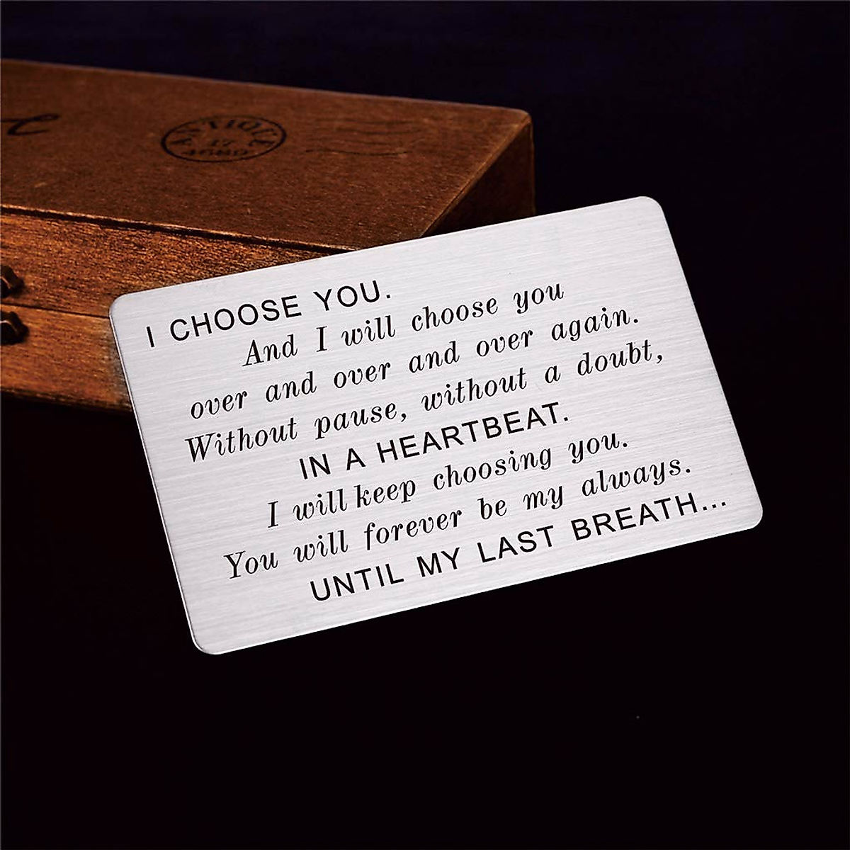 FALOGIJE Engraved Wallet Card Insert Men, Anniversary Card Gifts for Husband, I Choose You, Gifts for Husband from Wife, Groom's Gifts for Men, Romantic Gifts for Him, Fathers Day