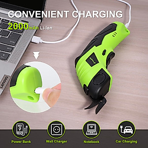 Yougfin Cordless Electric Box Cutter for Cardboard, 4.2V Rechargeable Power Scissor for Cutting Fabric, Cordless Shears for Carpet Leather, Felt with Charger & Carrying Case