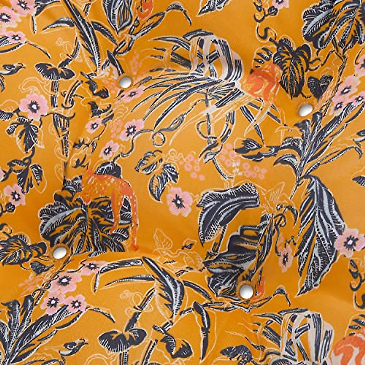 Vera Bradley by Classic Accessories Water-Resistant Patio Chair Cushions, 19 x 19 x 5 Inch, 2 Pack, Rain Forest Toile Gold, Chair Seat Cushions