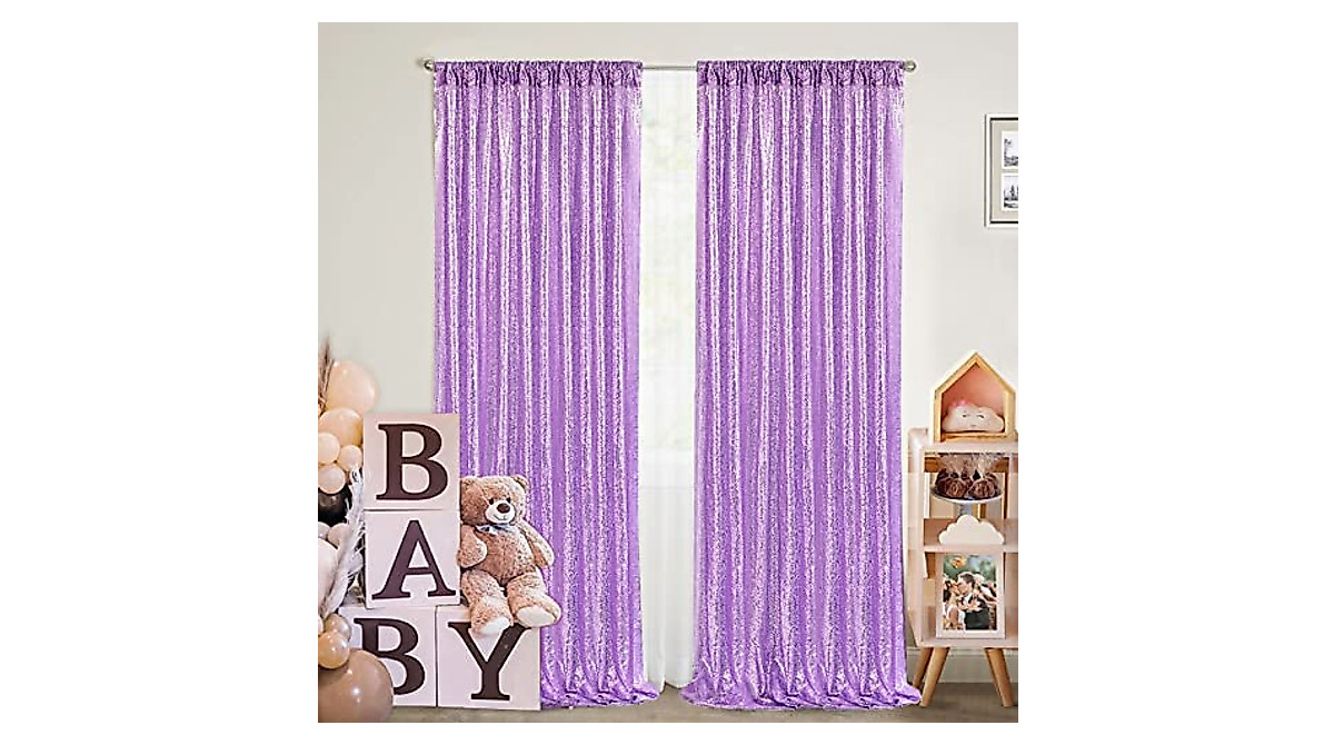 Lavender Sequin Backdrop Curtains - Perfect for Weddings & Parties