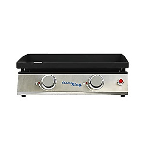 Flame King YSNFM-HT-120DB Double Burner Flat Top Outdoor BBQ Grill, Portable Propane Gas Griddle for Camping and Tailgating, 22 inches, Black
