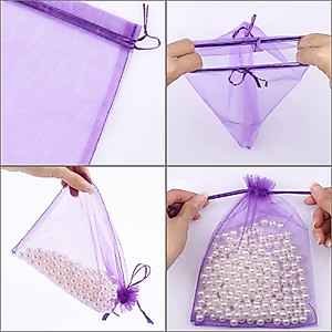 acDesign 200Pcs Premium Sheer Organza Bags 2.8"x3.6" Jewelry Gift Bags With Drawstrings for Candy Jewelry Makeup Pouches(Mix)