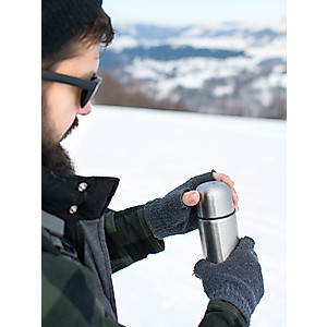 SATINIOR 2 Pair Unisex Half Finger Gloves Winter Stretchy Knit Fingerless Gloves in Common Size