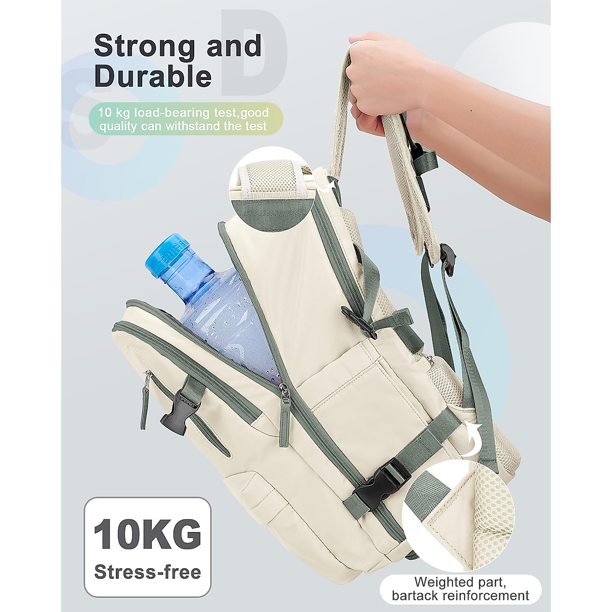 VECAVE Carry On Backpack for Women,Large Travel Backpack Flight Approved,Waterproof 17 Inch Laptop Backpack Business Work Backpacks Men Mochila De Viaje Beige