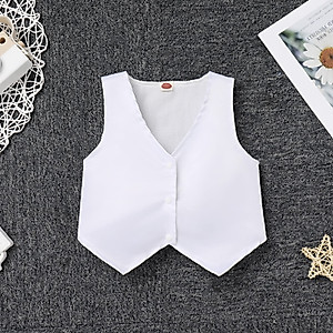 Summer Baptism Outfits for Boys Baby Christening Outfit Gentleman Suit Dedication White Dress Shirt Romper Bowtie Waistcoat Vest Shorts Newborn Baptismal Outfit Wedding Tuxedo Formal Easter 0-6 Months