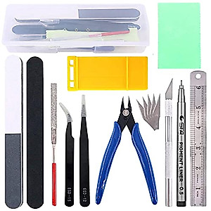 Esoca 16Pcs Gundam Tool Kit with Marker Hobby Building Tools Gundam Modeler Craft Set Gunpla Tool kit Model Hobby Tools for Basic Model Building, Repairing and Fixing