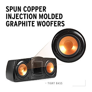 Klipsch Synergy Black Label C-200 Center Channel Speaker for Crystal-Clear Dialogue and Vocals with Proprietary Horn Technology, Dual 5.25” High-Output Woofers, and Dynamic 1” Tweeter in Black