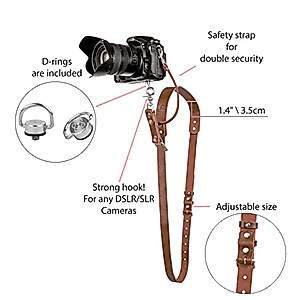 Camera Strap Accessories for One Camera-Professional Single Leather Harness Shoulder Strap Solo Camera Quick Release Gear for DSLR/SLR ProInStyle Strap (Tan)