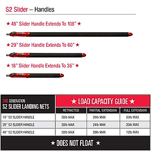 Ego S2 Slider Fishing Net, Ultimate Fishermen’s Tool Telescoping Handle, Replaceable Head, Salt & Freshwater, 2 Year Warranty, 29-60" Handle, 17x21 Inch Hoop