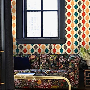 Red＆Yellow＆Green Peel and Stick Wallpaper Contact Paper 15.7”×196.8” Removable Wall Coverings for Home Decorative Table and Door Renovated