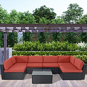 Incbruce 14 Piece Outdoor Patio Cushion Covers Replacement, Outdoor Cushion Slipcovers (6 Seat Covers,4 Back Covers, and 4 Side Covers) with Zipper for Outdoor Furniture, Patio Sofa Couch(Orange)