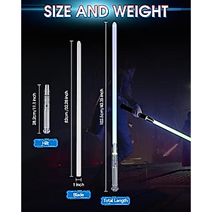 Dueling Light Saber, Motion Control Lightsabers for Adults,Smooth Swing Light Saber with 10 Sound Fonts,RGB 12 Colors Changeable, Metal Hilt for Halloween Cosplay Party,Birthday Gift, Grey,S9