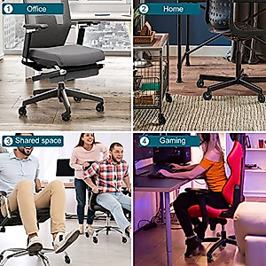 TICONN Office Chair Caster Wheels Set of 5 for Tile, Hardwood Floors and Carpets, Universal Fit for Most Chairs NOT Compatible for IKEA (Black)