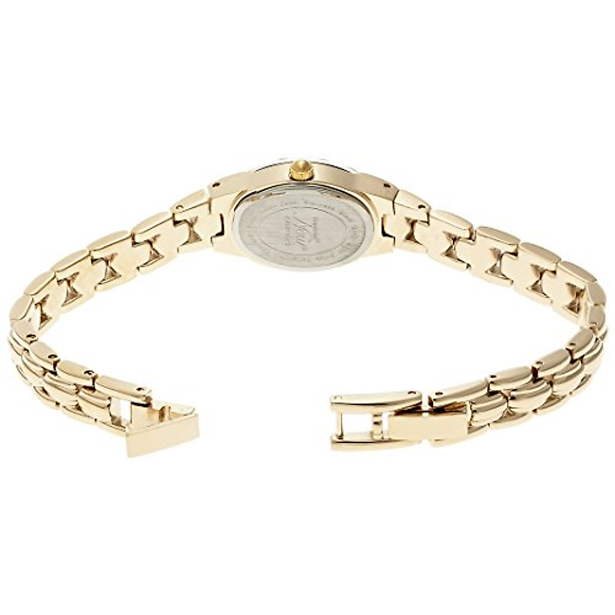 Armitron Women's 75/3313CHGP Oval Faceted Wall-to-Wall Genuine Crystal Gold-Tone Bracelet Watch