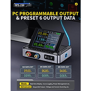 FNIRSI DPS-150 DC Power Supply Variable, 30V 5A Adjustable DC CNC Power Supply with 4-Digit IPS Display, <20mV Power Ripple, PD/QC/DC Input, PC Programmable Switching Power Supply (NO Power Adapter)