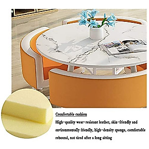 Office Business Hotel Lobby Dining Table Set, Office Table and Chair Set Hotel Reception Lounge Office Table and Chair Set 1 Table and 4 Chairs Leather 80cm Round Table Restaurant Kitchen Bedroom Leis