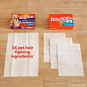 Bounce Pet Hair and Lint Guard Mega Fabric Softener Dryer Sheets with 3X Pet Hair Fighters, Fresh Scent, 180 Count, Bounce Dryer Sheets, Laundry Sheets, Mega Sheet