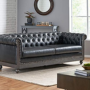 Christopher Knight Home Castalia Sofas, Midnight Black + Dark Brown
