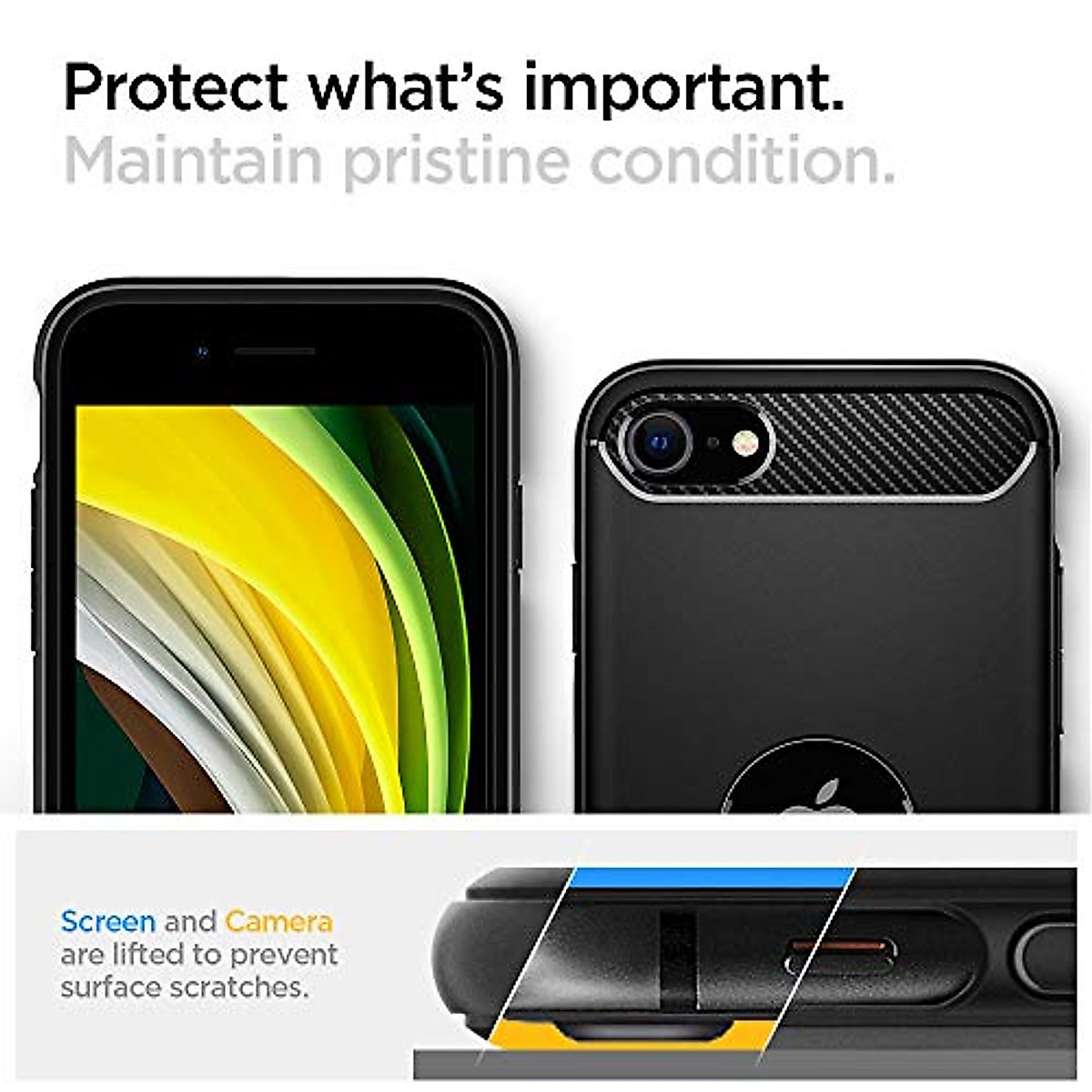 Spigen Rugged Armor Designed for iPhone SE 2022 Case/iPhone SE 3 Case 2022 / iPhone SE 2020 Case/iPhone 8 Case/iPhone 7 Case - Matte Black
