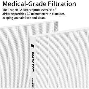 3 Packs 115115 True HEPA Replacement Filter A Compatible with Winix PlasmaWave C535, 5300-2, 6300-2, 5300, 6300, P300,9000, 5000, 5000B Purifier Fellowes AeraMax 290 300 DX95 with 9 Carbon Pre-filters