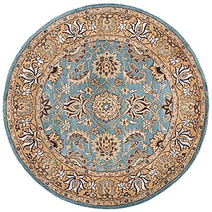SAFAVIEH Heritage Collection 3'6" Round Blue/Gold HG958A Handmade Traditional Oriental Premium Wool Area Rug