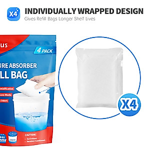 Vacplus Moisture Absorber Box Refill bags 4 Packs, Individually Wrapped Dehumidifiers for Closets & Efficient Refill Humidity Absorbers for Rooms with Easy Operation