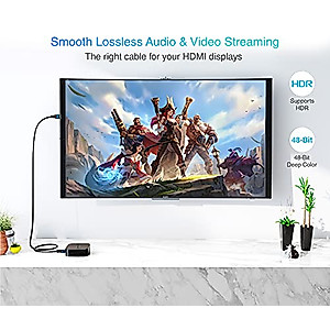 BlueRigger 4K HDMI Cable 25FT (4K 60Hz HDR, HDCP 2.3, High Speed 18Gbps, in-Wall CL3 Rated) - Compatible with PS5/PS4, Xbox, Roku, Apple TV, HDTV, Blu-ray, PC