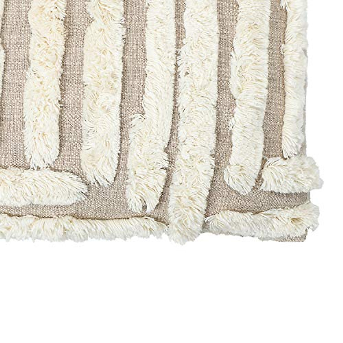 Creative Co-Op Lumbar Tan & Cream Tufted Woven Cotton Pillow, Tan