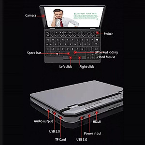 PUSOKEI Mini Laptop, Touchscreen Laptop, 7in HD Touch Screen, Intel J4105 Processor, HD Graphics 600, 12GB RAM, SSD Storage, HDMI, 2MP Webcam, 2.4G/5G WiFi, BT4.2, Metal Body, Windows10 (12G+1T)