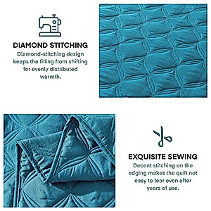 Litanika Queen Size Quilt Bedding Set Teal - Full Lightweight Comforter Bedspreads & Coverlets Turquoise - Bedding Cover Bed Decor All Season - 3 Pieces (1 Quilt, 2 Pillowcases)