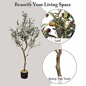 SeelinnS Artificial Olive Tree 4.01FT Fake Olive Silk Tree Large Faux Plants Indoor Tall Olive Branch and Fruits with Potted for Home Office Living Room Decor